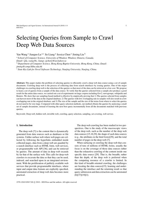 Pdf Selecting Queries From Sample To Crawl Deep Web Data Sources