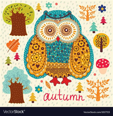 Owl Forest Royalty Free Vector Image Vectorstock