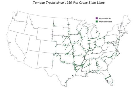 Tornado Tracks That Cross State Lines Classified By Their Longitudinal