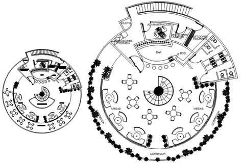 2d Autocad Drawing Of Circular Open Restaurant Layout In 2025