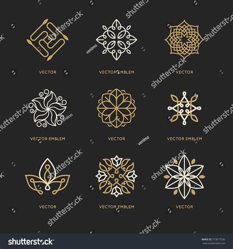 트렌디한 선형 스타일의 벡터 세트 로고 스톡 벡터로열티 프리 373877536 Shutterstock