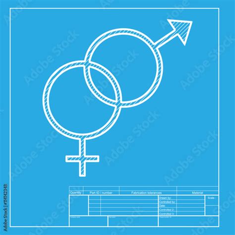 Sex Symbol Sign White Section Of Icon On Blueprint Template Imagens