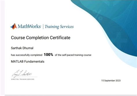 Sarthak Dhumal On Linkedin Matlab Matlabfundamental Dataanalysis Certificateofcompletion