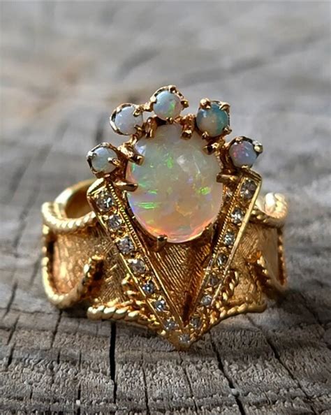 Antique 14k Diamond Opal Gem