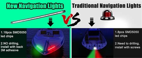 Amazon.com: Boat Navigation Lights, Red and Green Bow Lights Night Fishing, No Drilling LED ...