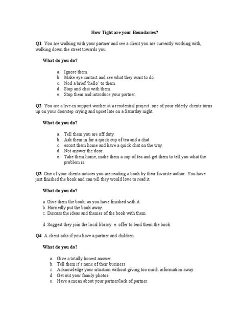 Quiz How Tight Are Your Boundaries 1 Docx Pdf