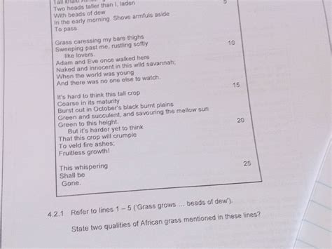 421 Refer To Lines 1 5 Grass Grows Studyx