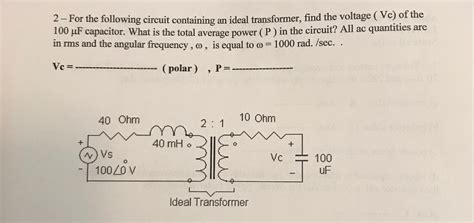 solved vc of the 2 for the following circuit containing