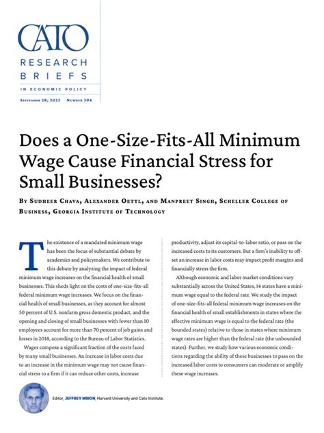 Does A One Size Fits All Minimum Wage Cause Financial Stress For Small