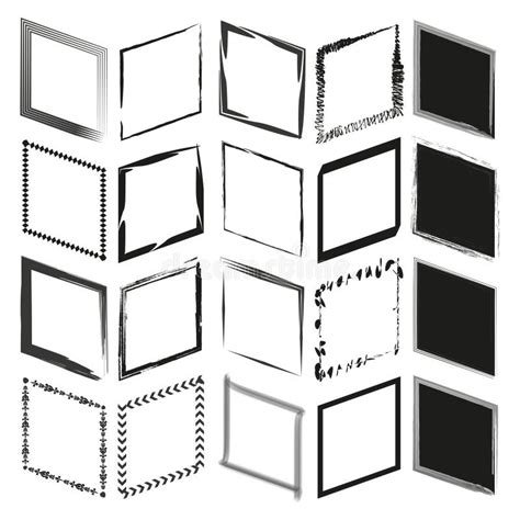 Various Decorative Frames Hand Drawn Borders Vector Collection Black And White Stock