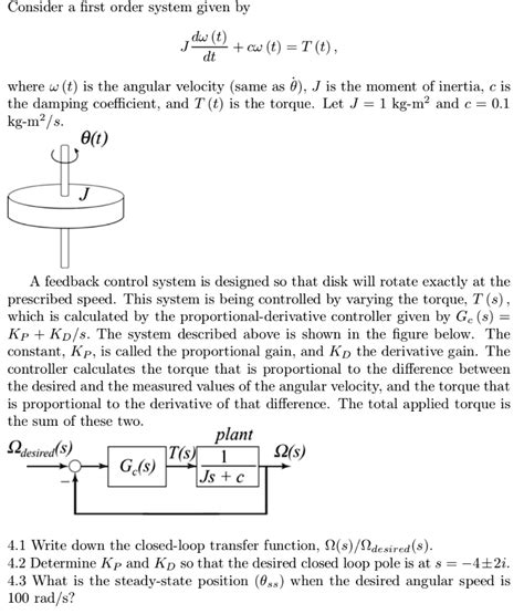 SOLVED Consider A First Order System Given By Dw T Cw T T T Dt Where W T Is The Angular
