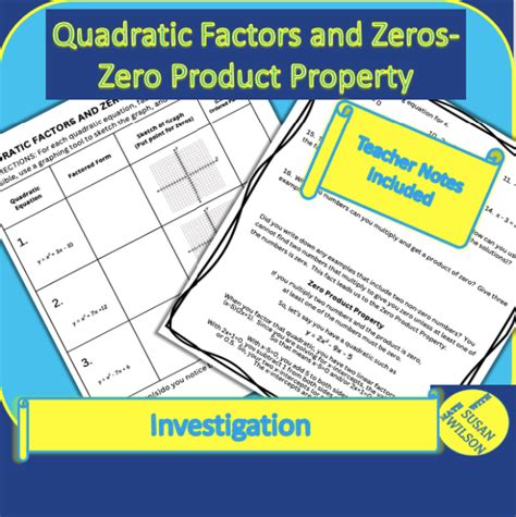 Quadratic Factors And Zeros Zero Product Property Investigation Made By Teachers