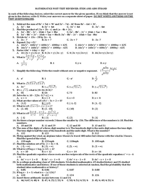 Part Two Reviewer Stem And Abm Pdf Mathematical Objects Teaching Mathematics