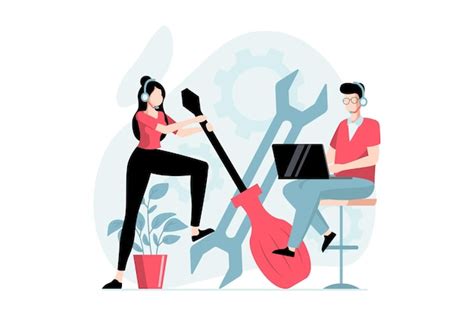 Premium Vector Technical Support Concept With People Scene In Flat Design Man And Woman In