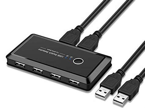 GetUSCart USB Switch Selector 2 Computers Sharing 4 USB Devices USB 2 0 Peripheral Switch Box