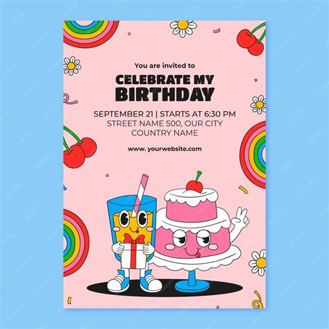 Шаблон приглашения на празднование дня рождения | Бесплатно векторы