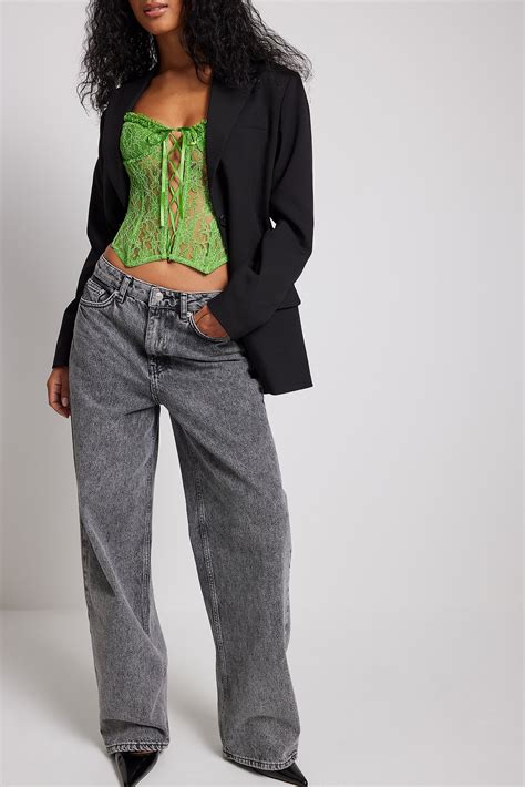 Lace Up Front Corset Green Na Kd