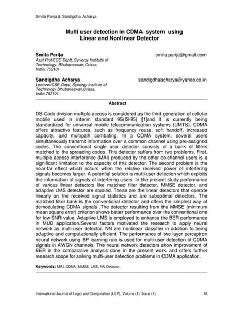 multi user detection in cdma system using linear and non linear