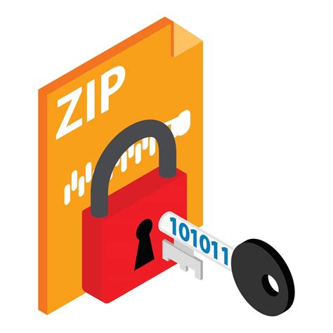 Data Protection Icon Isometric Vector Key With Binary Code And Padlock Zip File 15231531 Vector
