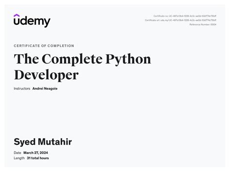 Mutahir Syed On Linkedin Udemy Course Completion Certificate