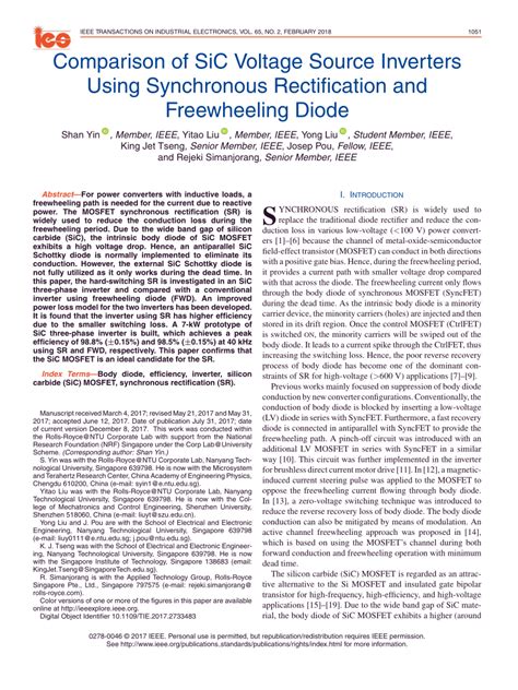 Pdf Comparison Of Sic Voltage Source Inverters Using Synchronous Rectification And
