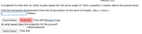 solved a projectile is fired with an initial muzzle speed