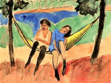 Max Pechstein Two Girls In A Hammock 1910 Наброски Художники Картины