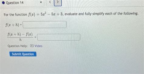 solved for the function f x 5x2−5x 3 evaluate and fully