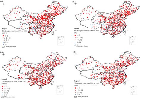 A The Spatial Distribution Of Large Scale Drought Events From 1999 To