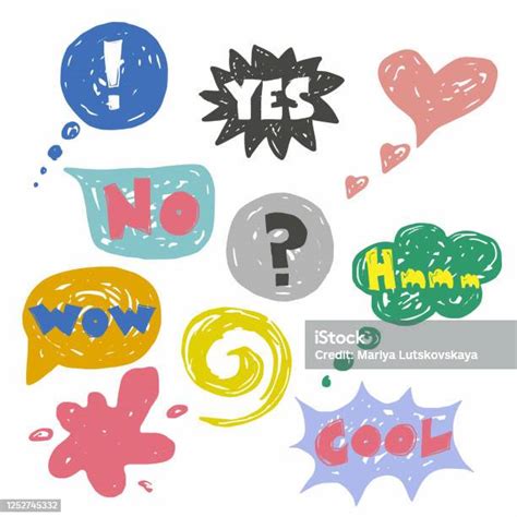 음성 거품 다채로운 부화 구름 심장 모양과 파도 대화 및 채팅 디자인 격리 된 요소 내부의 텍스트와 표지판 플랫 핸드 그린 낙서