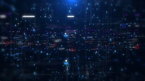 디지털 기술 빅 데이터 연결은 루프를 통해 날아갑니다 이진수 코드 그림 배경이 있는 추상적인 간단한 기하학적 모양 빅데이터에