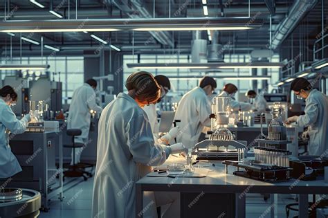 Factory Technicians Assembling Medical Equipment In A Laboratory