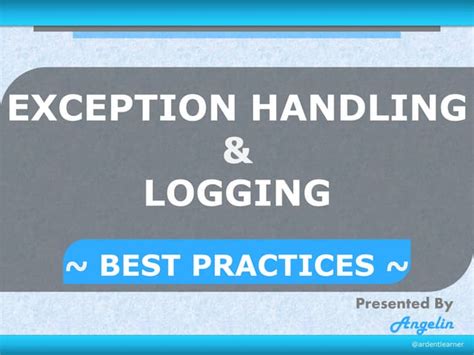 Exception Handling And Logging In Java Best Practices Updated Pdf