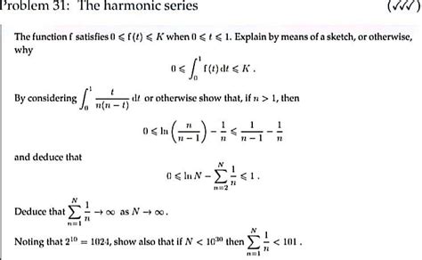 Solved Problem The Harmonic Series The Function F Chegg