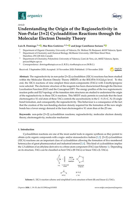 Understanding The Origin Of The Regioselectivity In Non Polar [3 2] Cycloaddition Reactions
