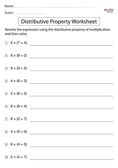 Free Printable Distributive Property Worksheet Templates [answers]