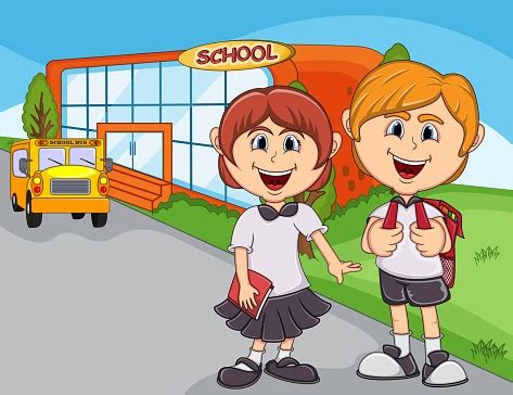 Vetores De Crianças Indo Para Desenho Animado De Escola E Mais Imagens De A Caminho A Caminho