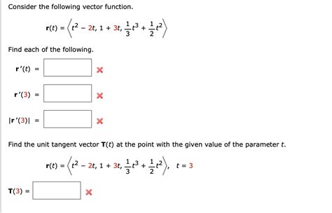 Solved Consider The Following Vector Function