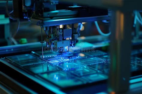Automated Robotic Arm Placing Components On Circuit Board In Factory
