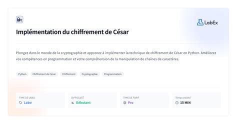 Apprenez Python Implémentez Le Chiffrement De César Labex