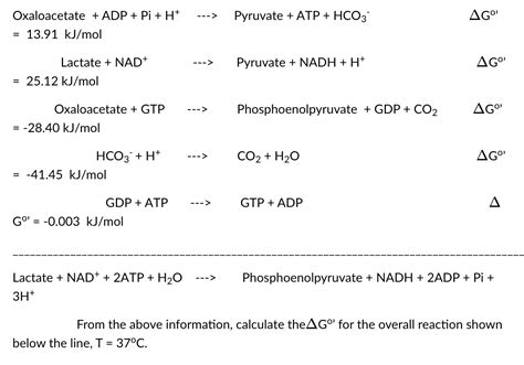Solved From the above information calculate the ΔG for the Chegg