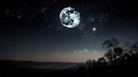 Planet Earth In The Night Sky Background Moon And Star Pictures Moon