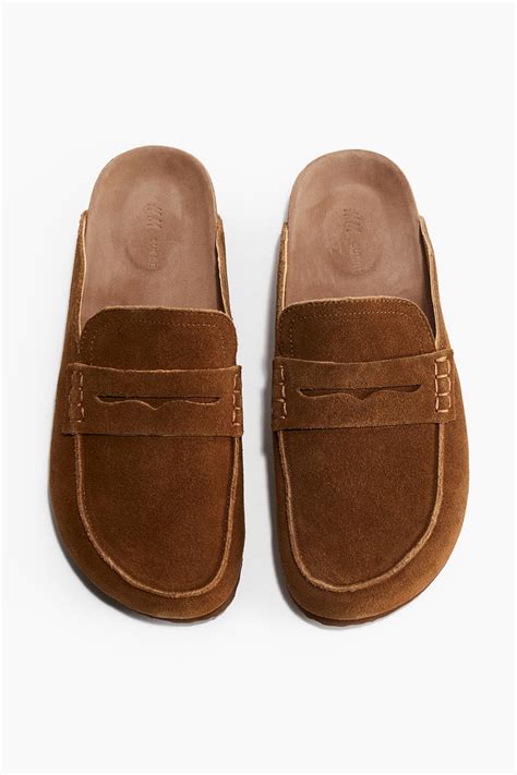 Womens Brown Leather Loafer Mules Handm Au