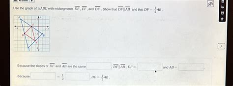 Solved 11 Use The Graph Of Abc With Midsegments Overline De Overline