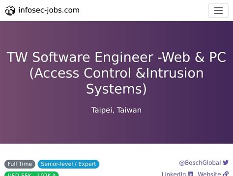 [hiring] Tw Software Engineer Web And Pc Access Control Andintrusion Systems In Taipei Taiwan