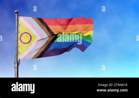 Lgbtqia Pride Flag Waving Modern Progress Pride Flag With An Intersex