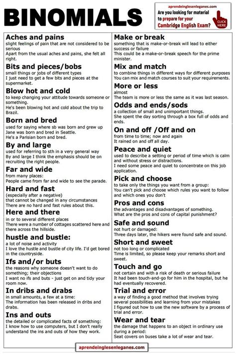 Binomials English Vocabulary Words Learn English Vocabulary English