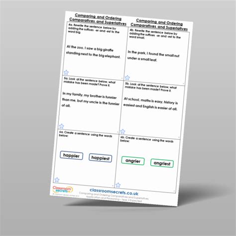 Year 2 Comparing And Ordering Comparatives And Superlatives Application And Reasoning Resource