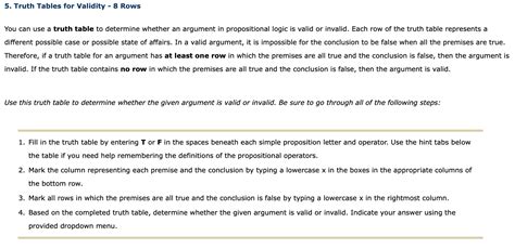 5 Truth Tables For Validity 8 Rows You Can Use A