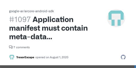 Application Manifest Must Contain Meta Data Google Ar Core Min Apk Version Issue